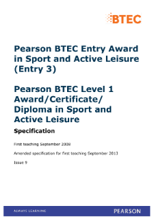 BTEC Level 1 Sport and Active Leisure | Pearson qualifications