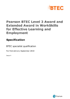 BTEC Specialist | WorkSkills for Effective Learning and Employment (L3 ...