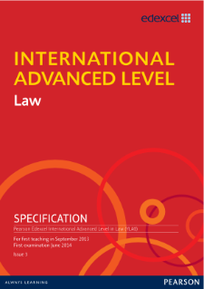 Edexcel International Advanced Level Law | Pearson qualifications